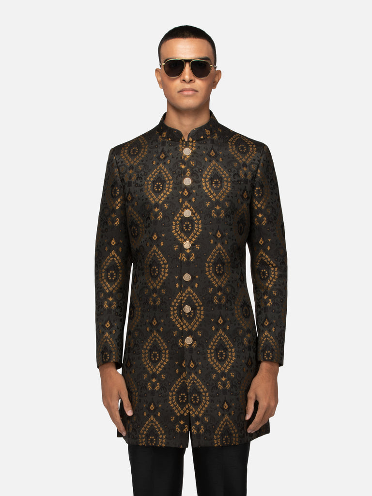 Black Rajputana Sherwani – Suigarh